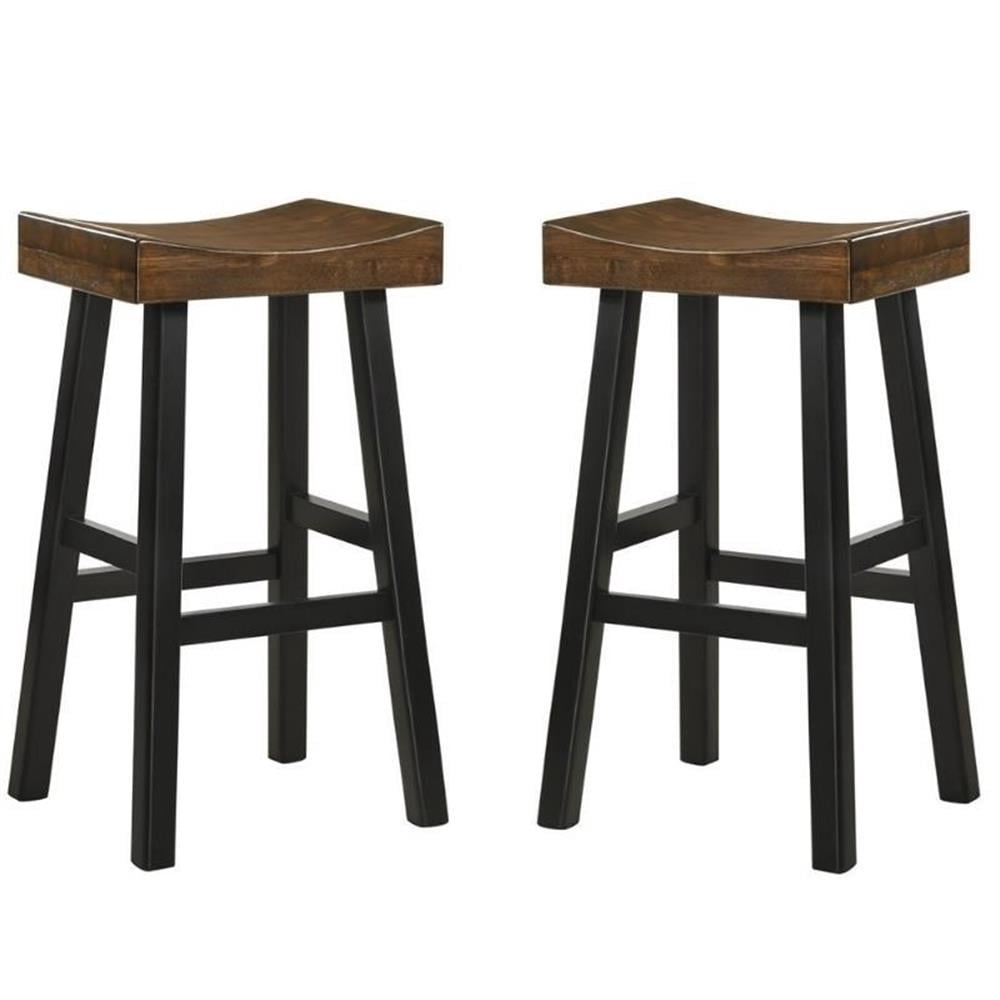 Home Square 2 Piece 30" Wood Bar Stool Set in Elm and Black - Walmart.com