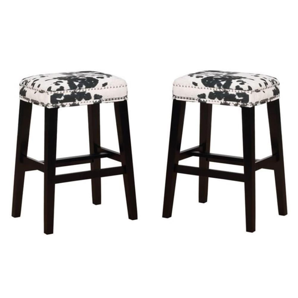 Home Square 2-Piece 30" Wood Cow Print Bar Stool Set in Black - Walmart.com