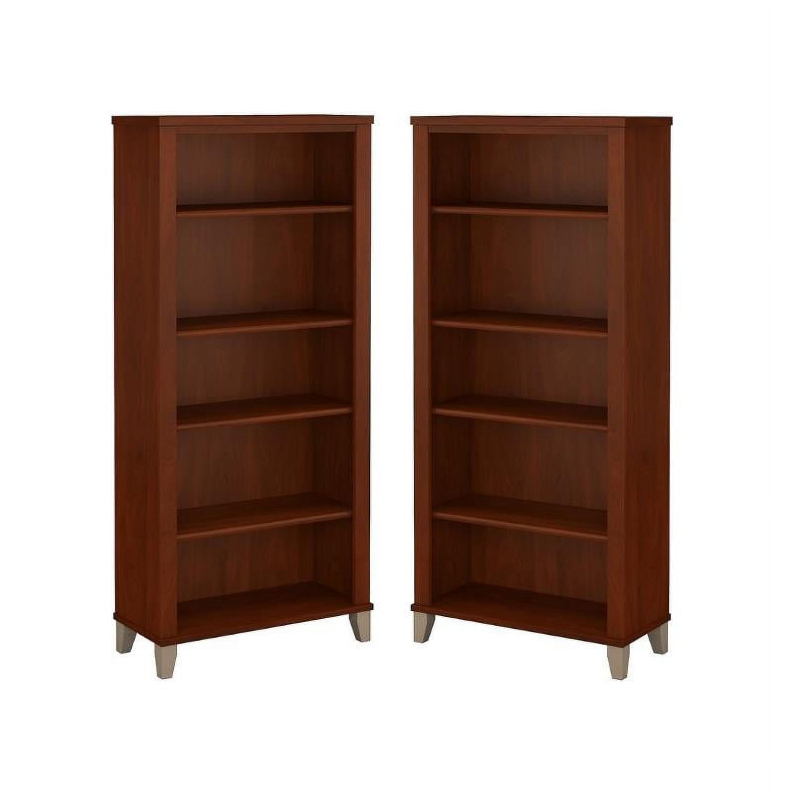 Home Square 2 Piece Engineered Wood Bookcase Set with 5 Shelf in Hansen ...