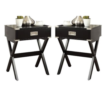 Tribesigns Solid End Table, Set of 2, Two-Drawer Narrow Side Table ...