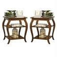 Home Square 2-Piece Furniture 2-Shelves Wood End Table Set in Walnut ...