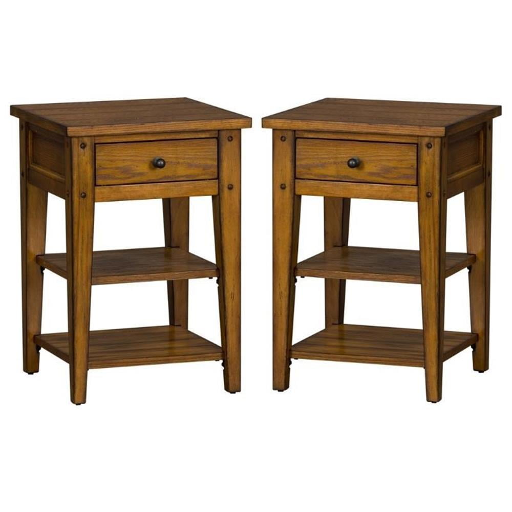 Home Square 2-Piece Furniture Lake House Chair Side Table Set in Oak ...