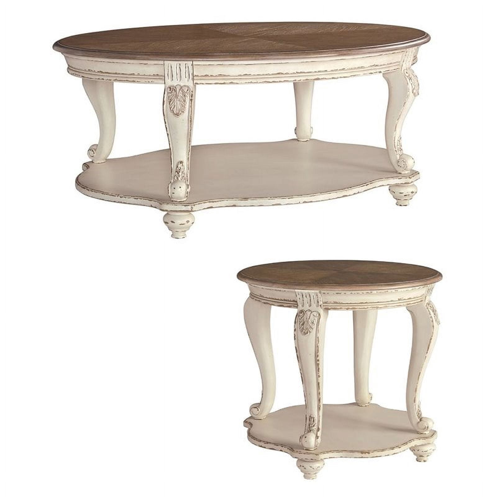 Home Square 2-Piece Furniture Set with Oval Coffee Table and Round End ...