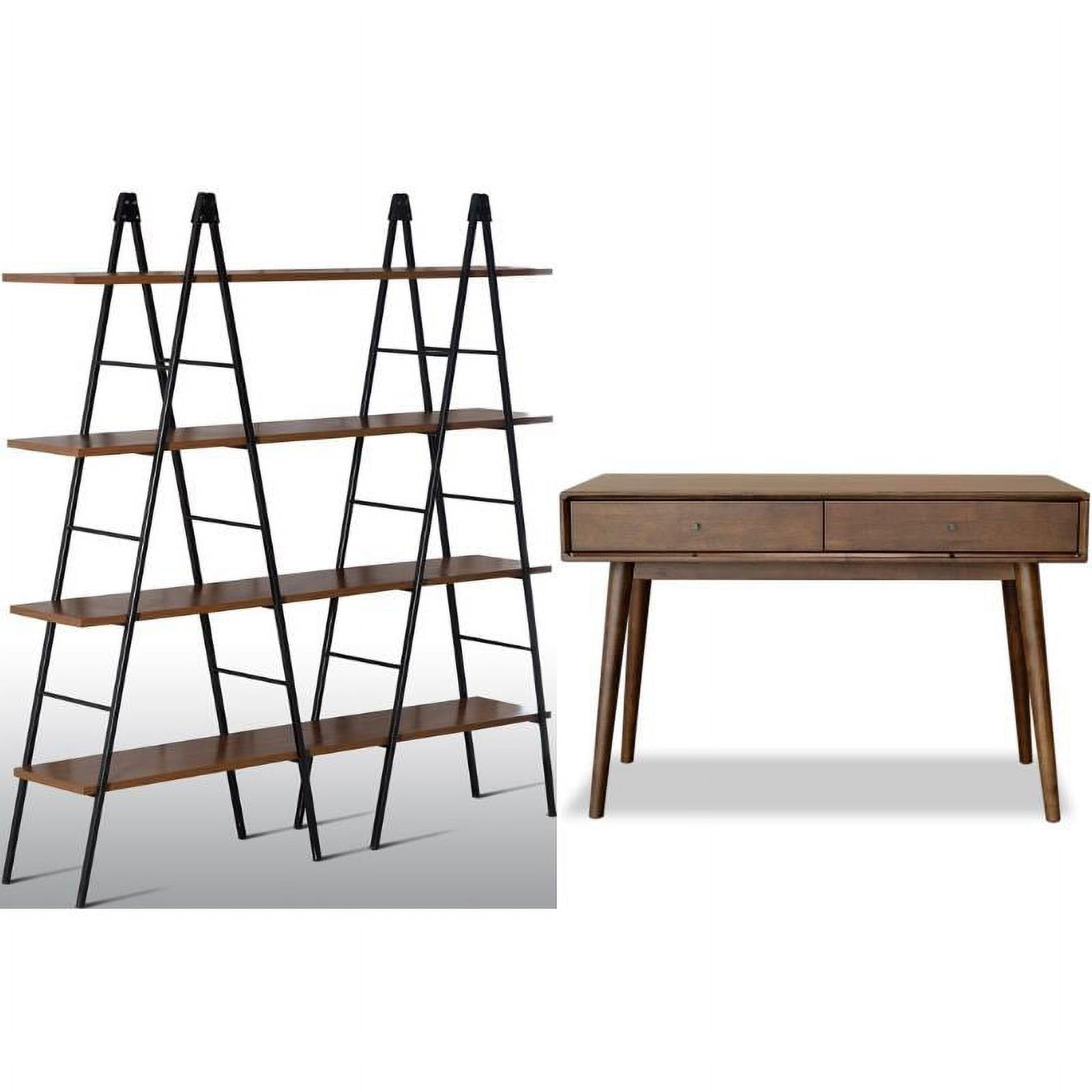 Home Square 2 Piece Furniture Set with Study Desk and Metal Bookcase ...