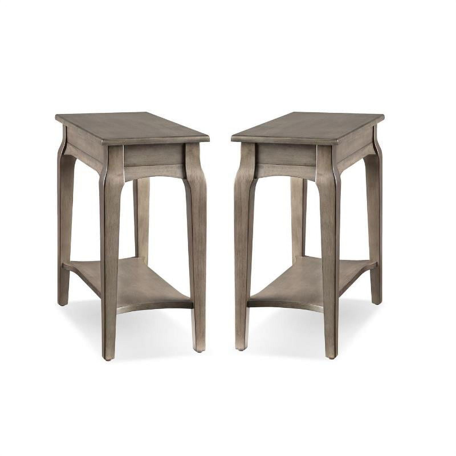 Home Square 2-Piece Furniture Solid Wood Narrow End Table Set in Gray ...