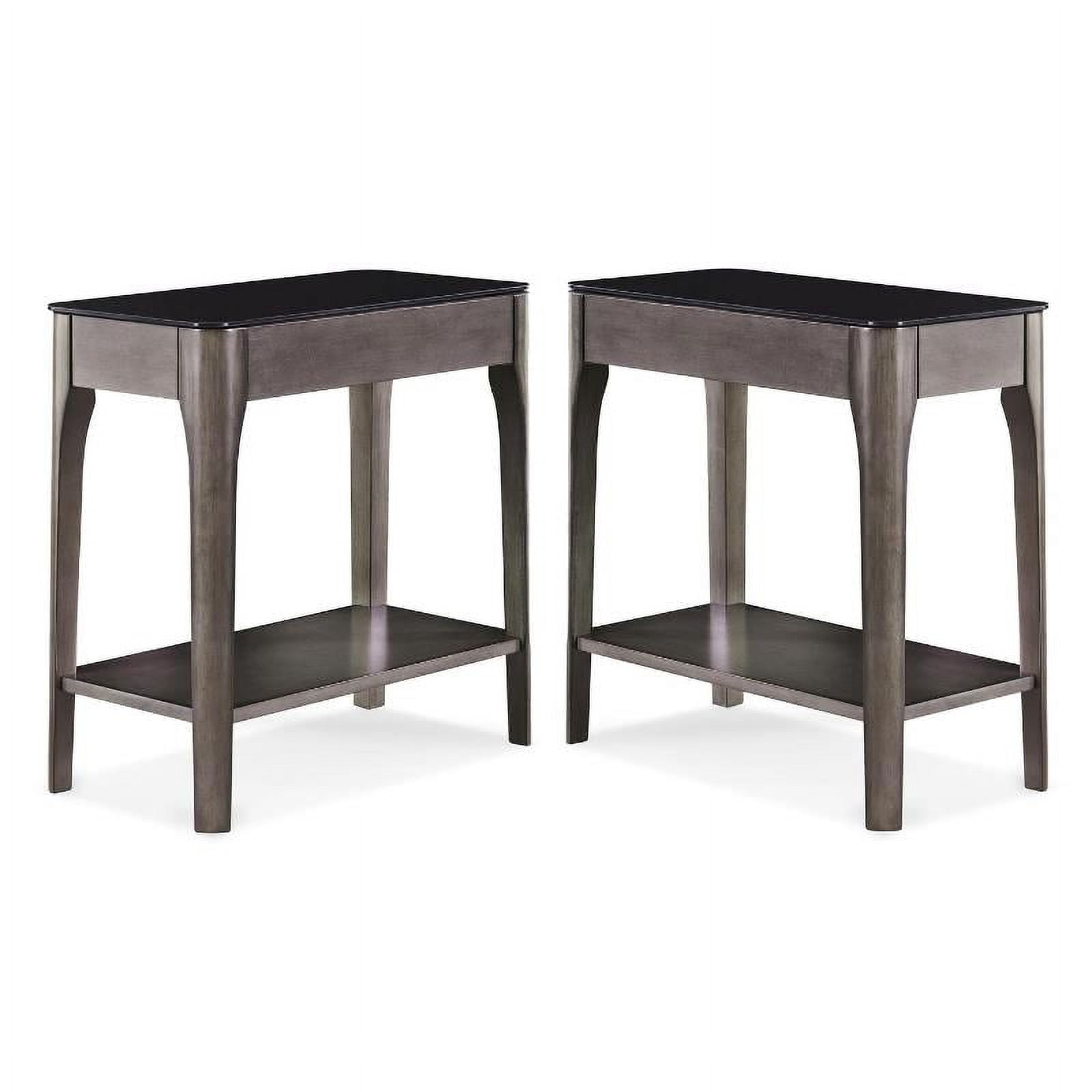 Home Square 2-Piece Furniture Sturdy Wood Narrow End Table Set in Gray ...