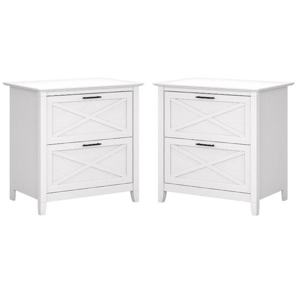 Home Square 2 Piece Lateral Filing Cabinet Set with 2 Drawer in Pure ...
