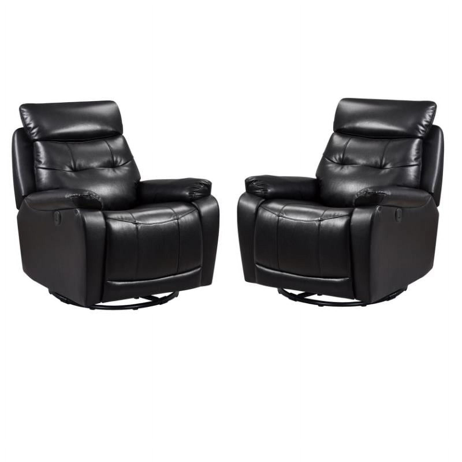 Home Square 2 Piece Leather Glider and Swivel Power Recliner Set in ...