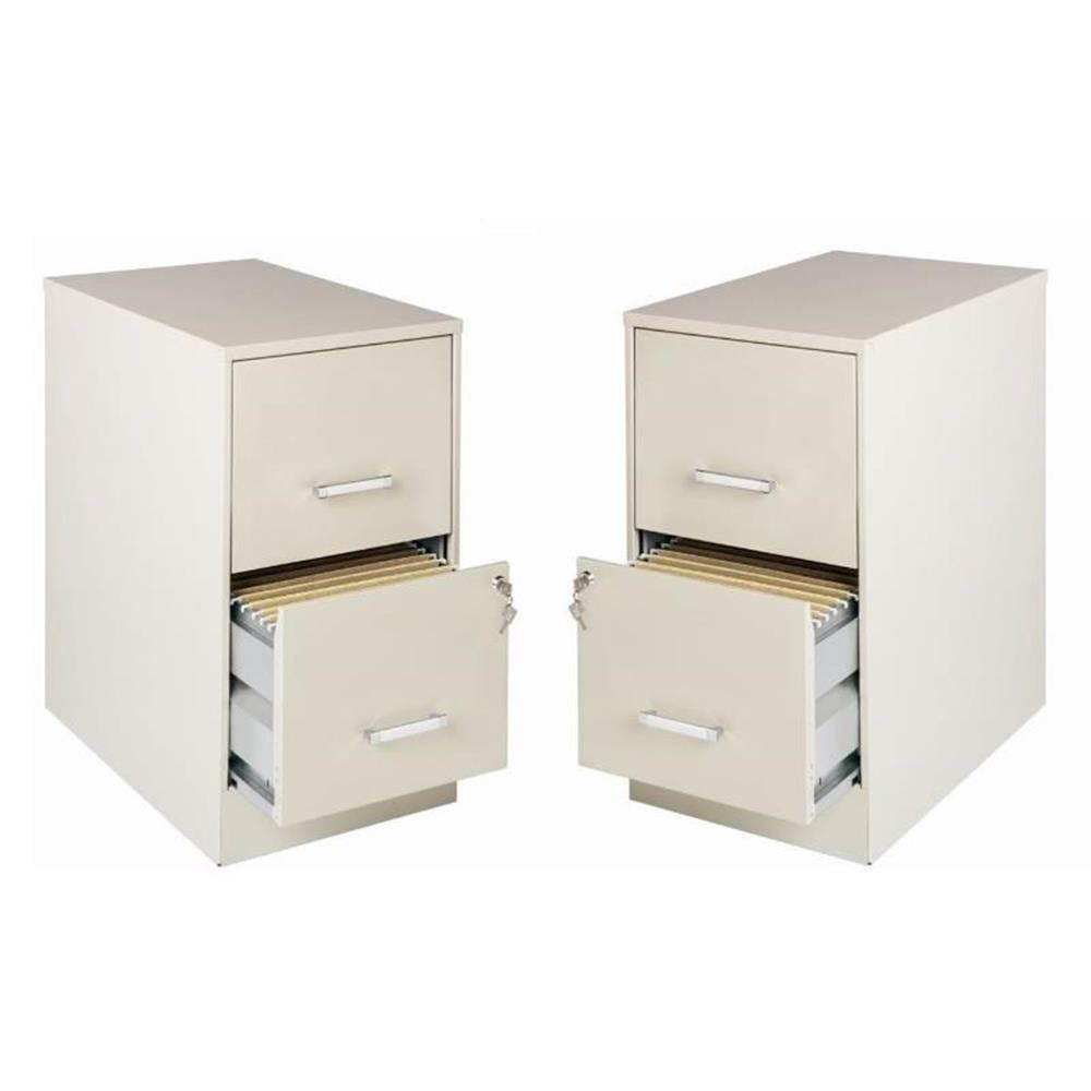 Home Square 2 Piece Metal Filing Cabinet Set with 2 Drawer in Stone ...