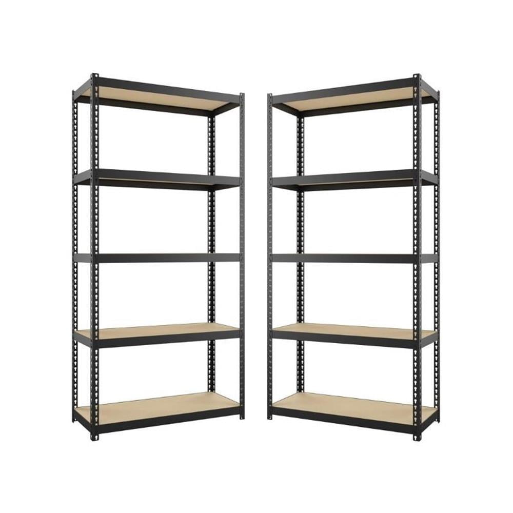 Home Square 2 Piece Metal Shelving Unit Set with 5 Shelf in Black and ...