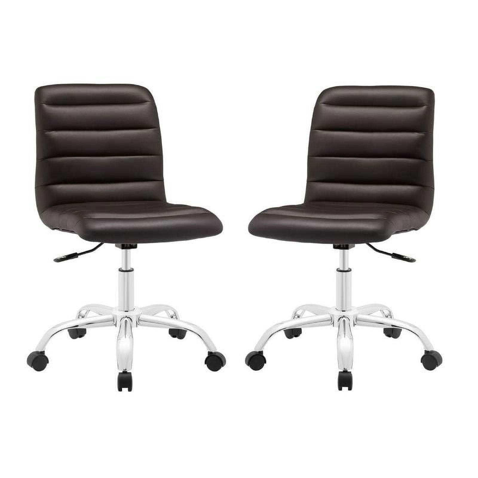 Home Square 2 Piece Mid Back Armless Swivel Office Chair Set in Brown ...