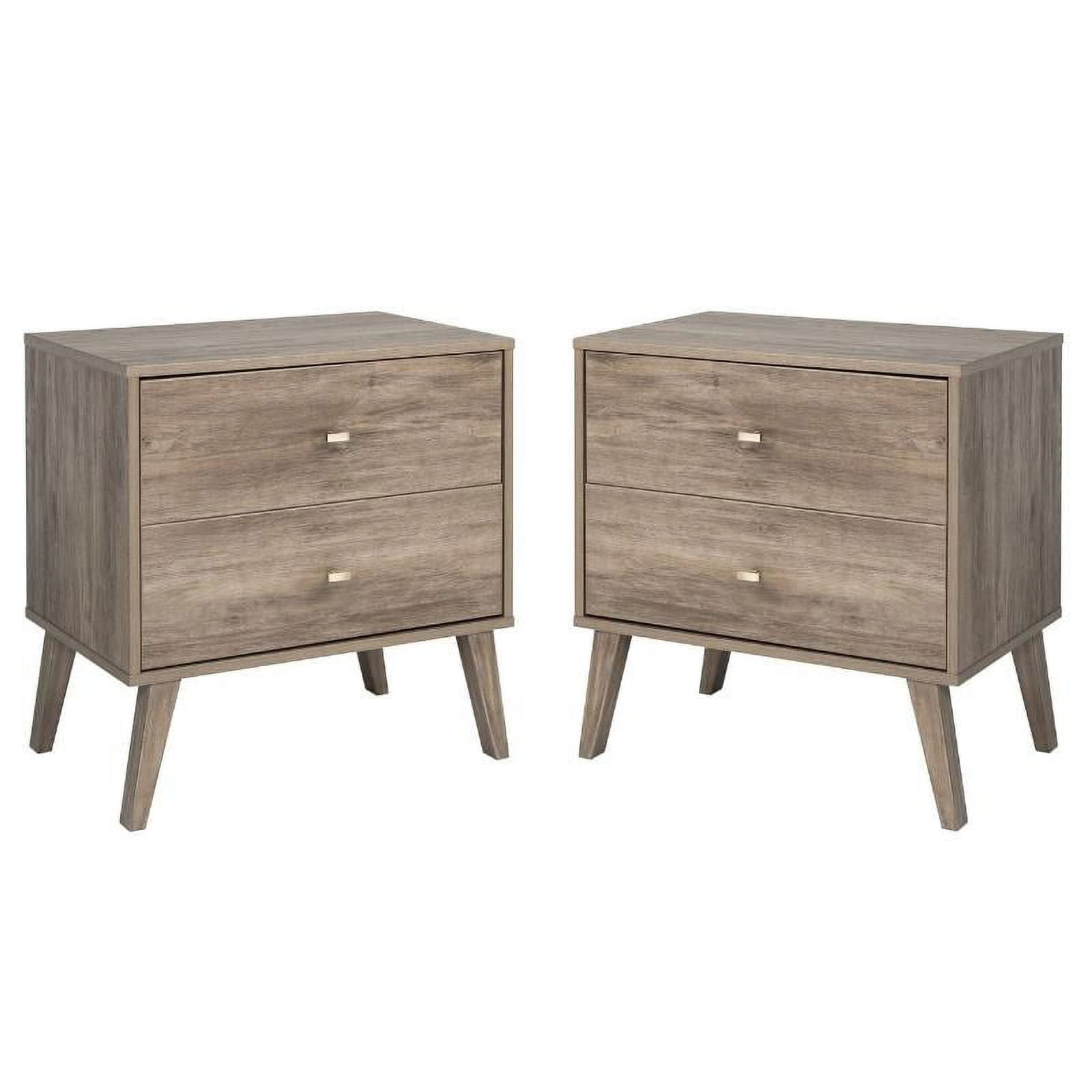 Home Square 2 Piece Mid Century Modern Nightstand Set in Drifted Gray ...
