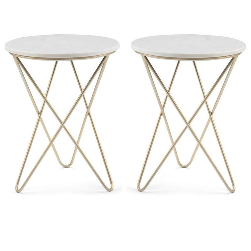Home Square 2-Piece Modern 18 " Metal Accent Side Table Set in White ...