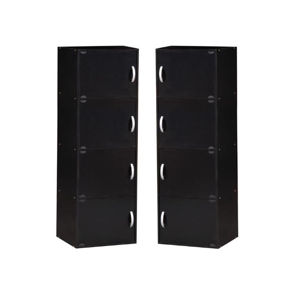 Home Square 2 Piece Multi Purpose Wooden Bookcase Set with 4 Shelf in ...