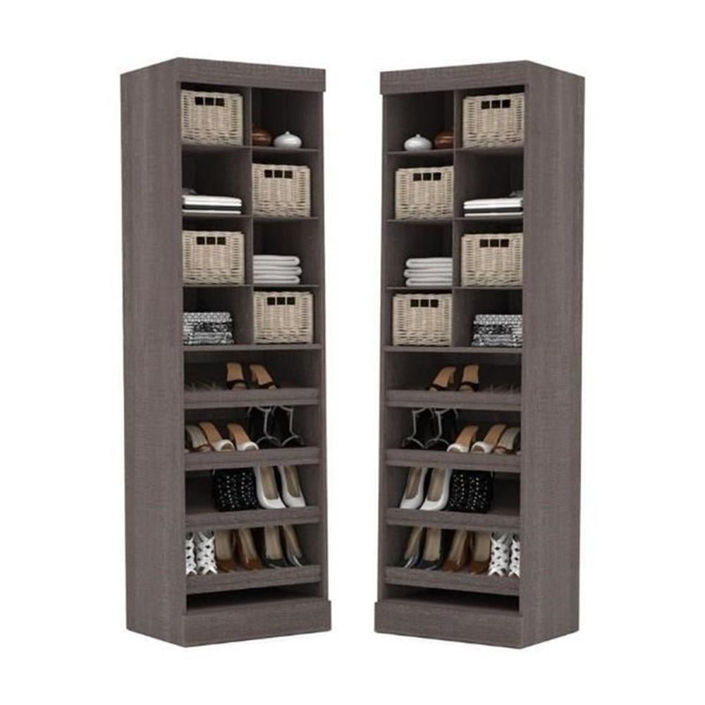 Home Square 2 Piece Multi-Storage Cubby Set in Bark Gray - Walmart.com