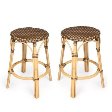 Home Square 2 Piece 24" Height Rattan Counter Stool Set in Blue ...