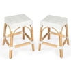 Home Square 2 Piece Mid Century Modern Leather Counter Stool Set in ...
