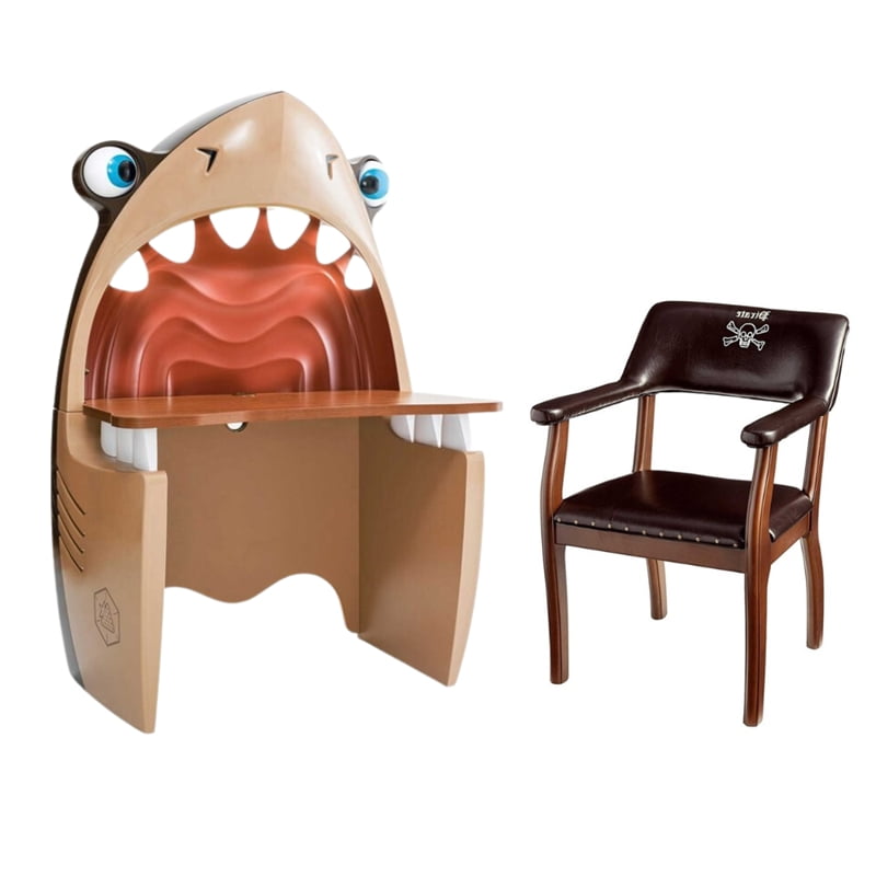 Home Square 2 Piece Set 3D Shark Desk and Pirate Faux Leather ...