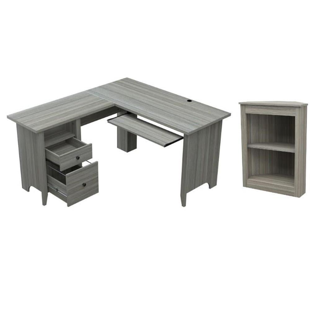 Home Square 2-Piece Set with 2-Drawer L-Shape Computer Desk & 2 Shelf ...