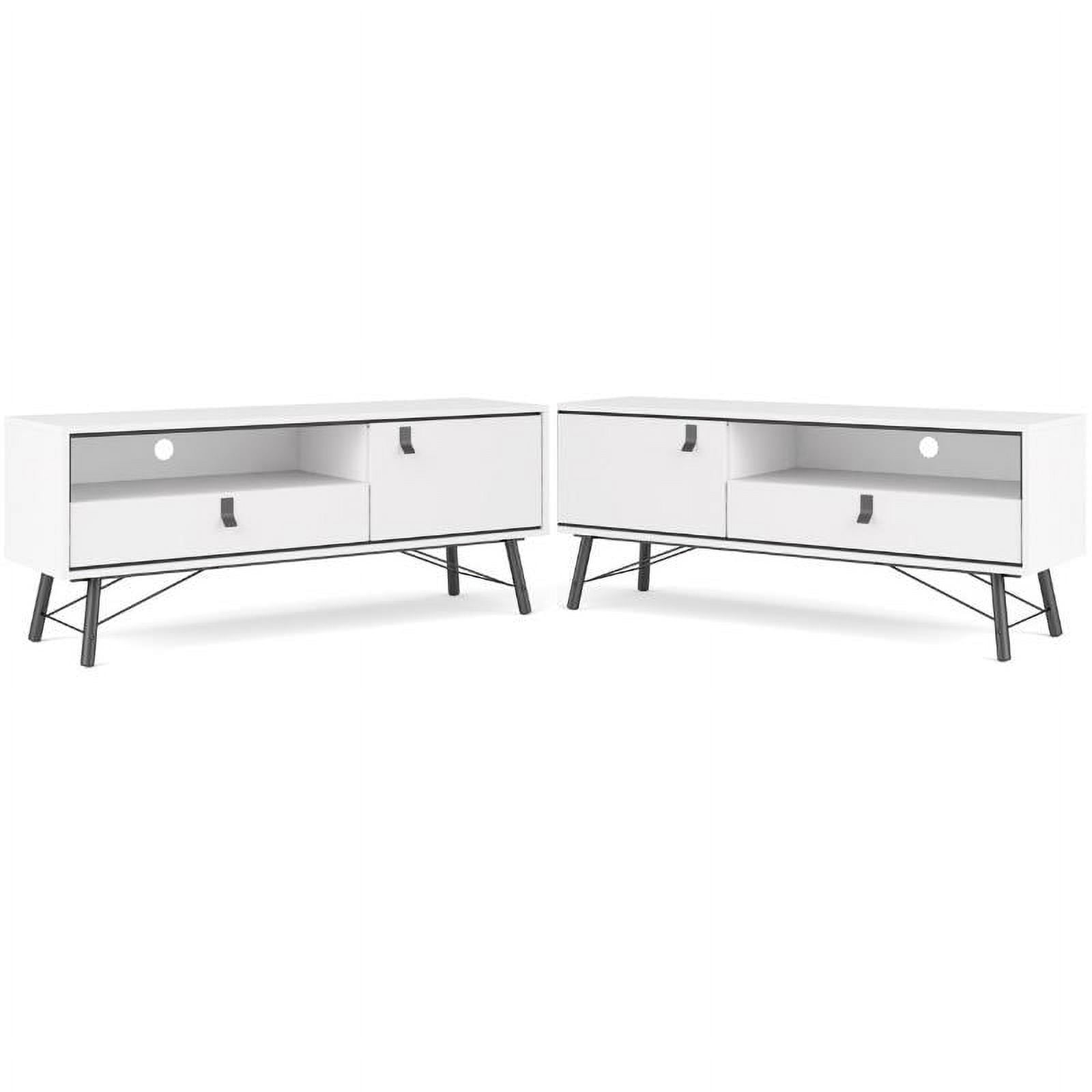 Home Square 2 Piece Set with 2 One Drawer TV Stands with Open Shelf in ...