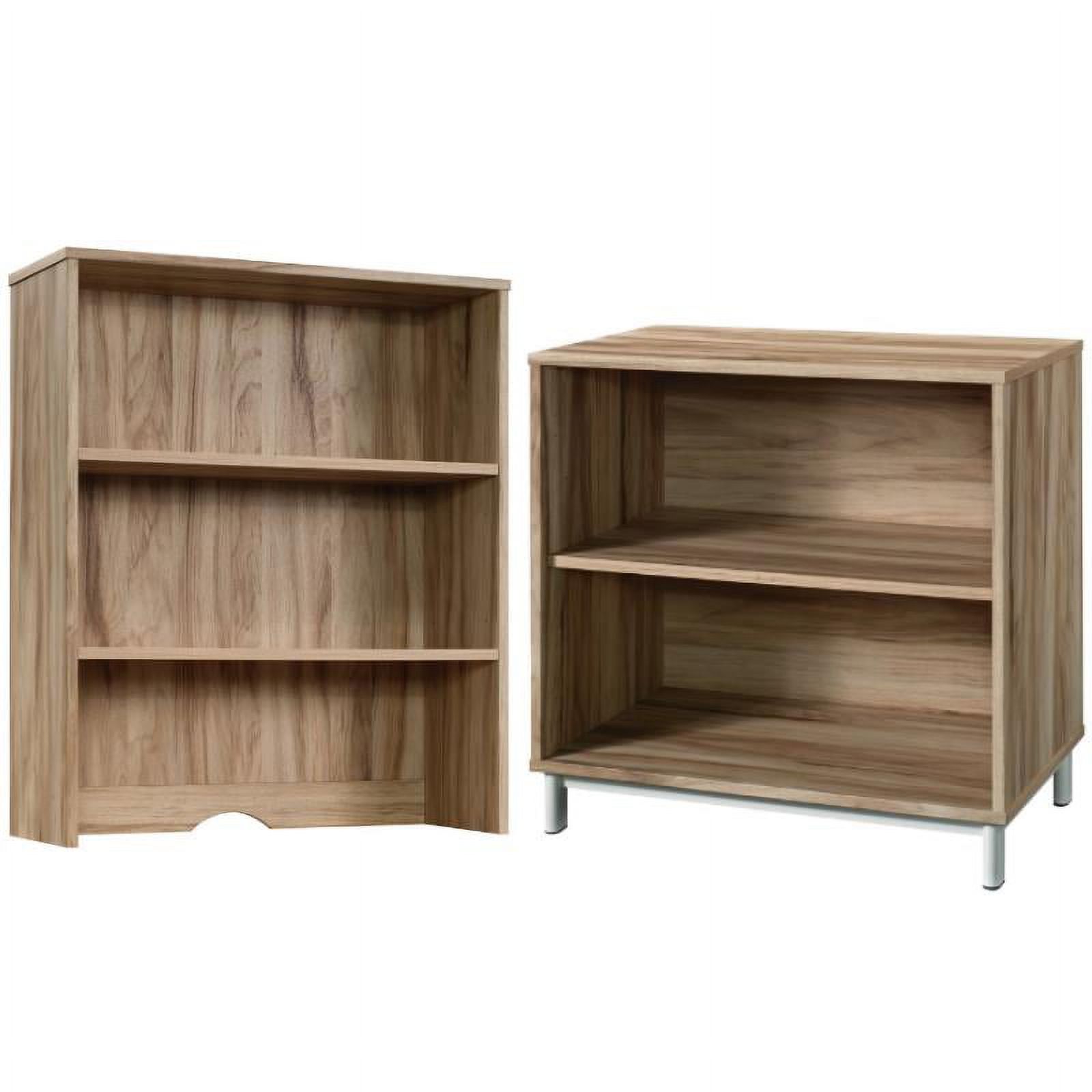 Home Square 2-Piece Set with 2 Shelf Bookcase & Wood Library Hutch ...