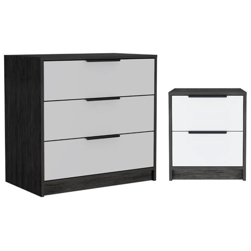 Home Square 2-Piece Set with 3 Drawers Dresser and Night Stand ...