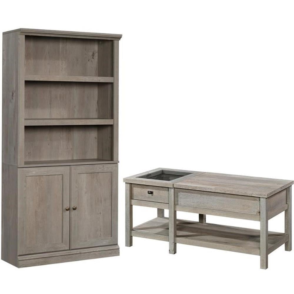 Home Square 2 Piece Set with 3-Shelf 2-Door Bookcase and Lift-Top ...