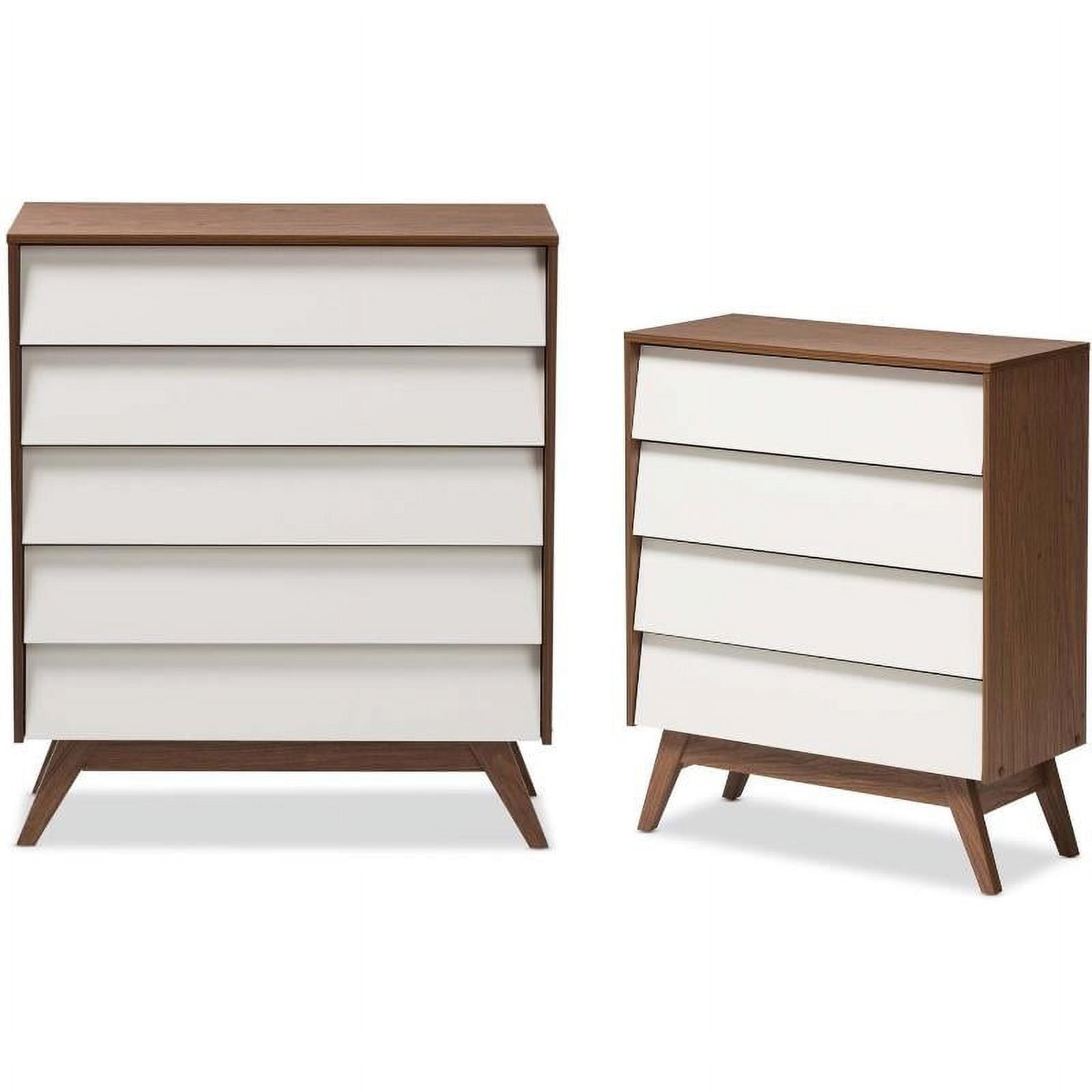 Home Square 2 Piece Set with 4 Drawer and 5 Drawer Chest in White and ...