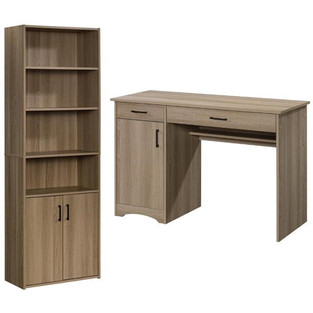 Home Square 2 Piece Set with 4-Shelf Bookcase and Computer Desk in ...
