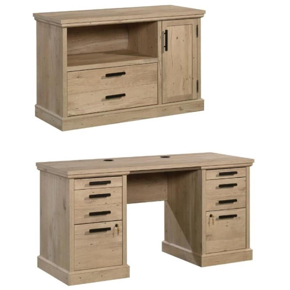 Home Square 2-Piece Set with 60" Credenza Desk & Small Filing Cabinet ...