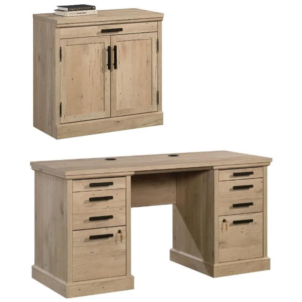 Home Square 2-Piece Set with 60" Credenza Desk & Utility Stand Library ...