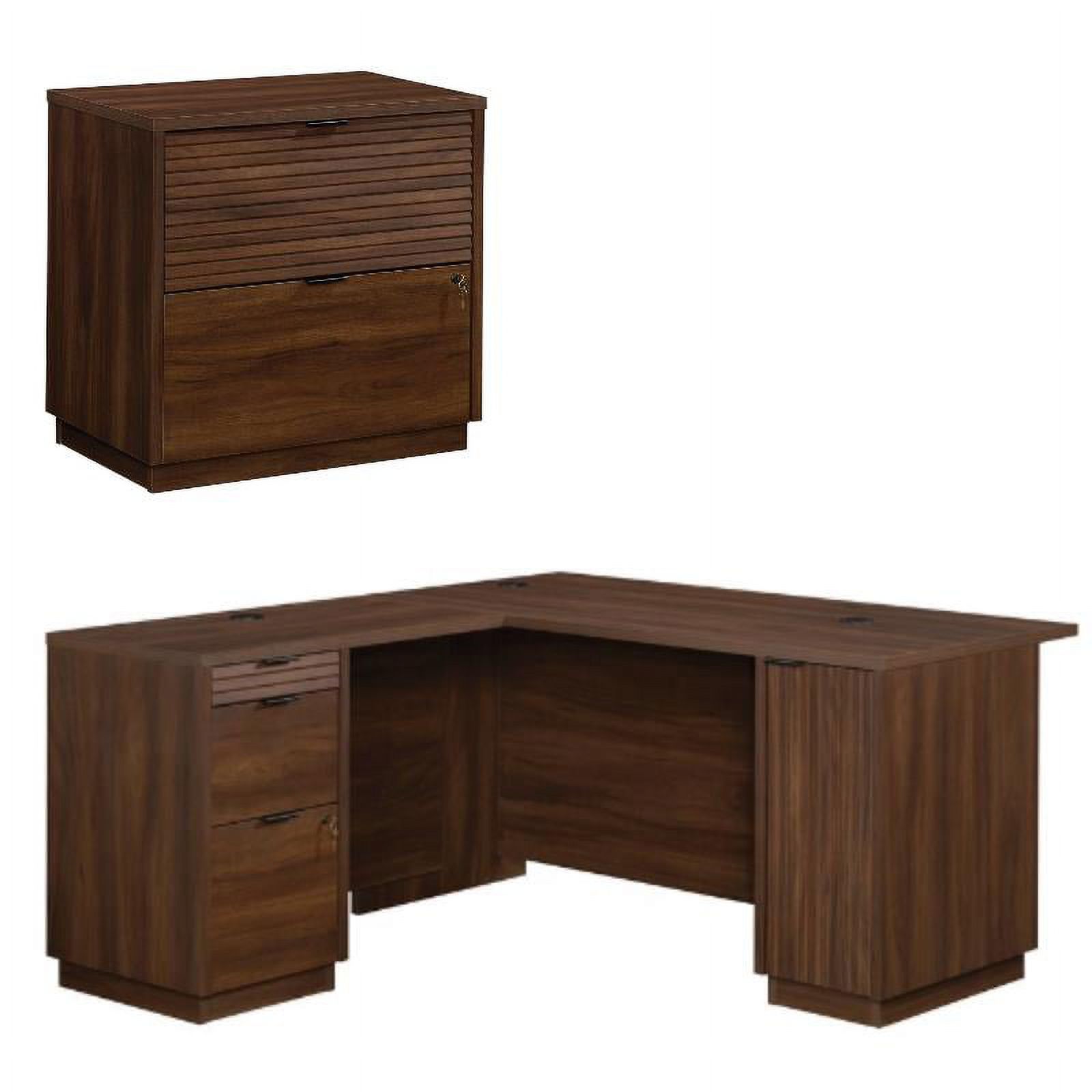 Home Square 2-Piece Set with 60" L-Shaped Computer Desk & Lateral File ...