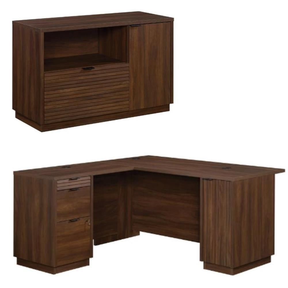 Home Square 2-Piece Set with 60" L-Shaped Computer Desk & Small Filing ...