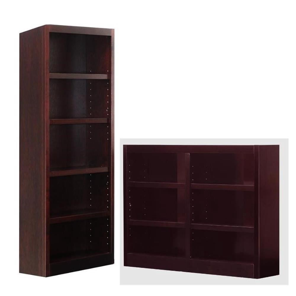 Home Square 2-Piece Set with 72" Tall 5-Shelf Bookcase &Tall Double ...