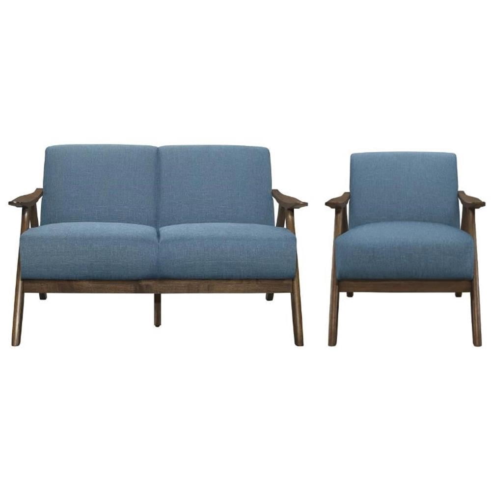 Home Square 2-Piece Set with Accent Chair and Loveseat in Blue ...