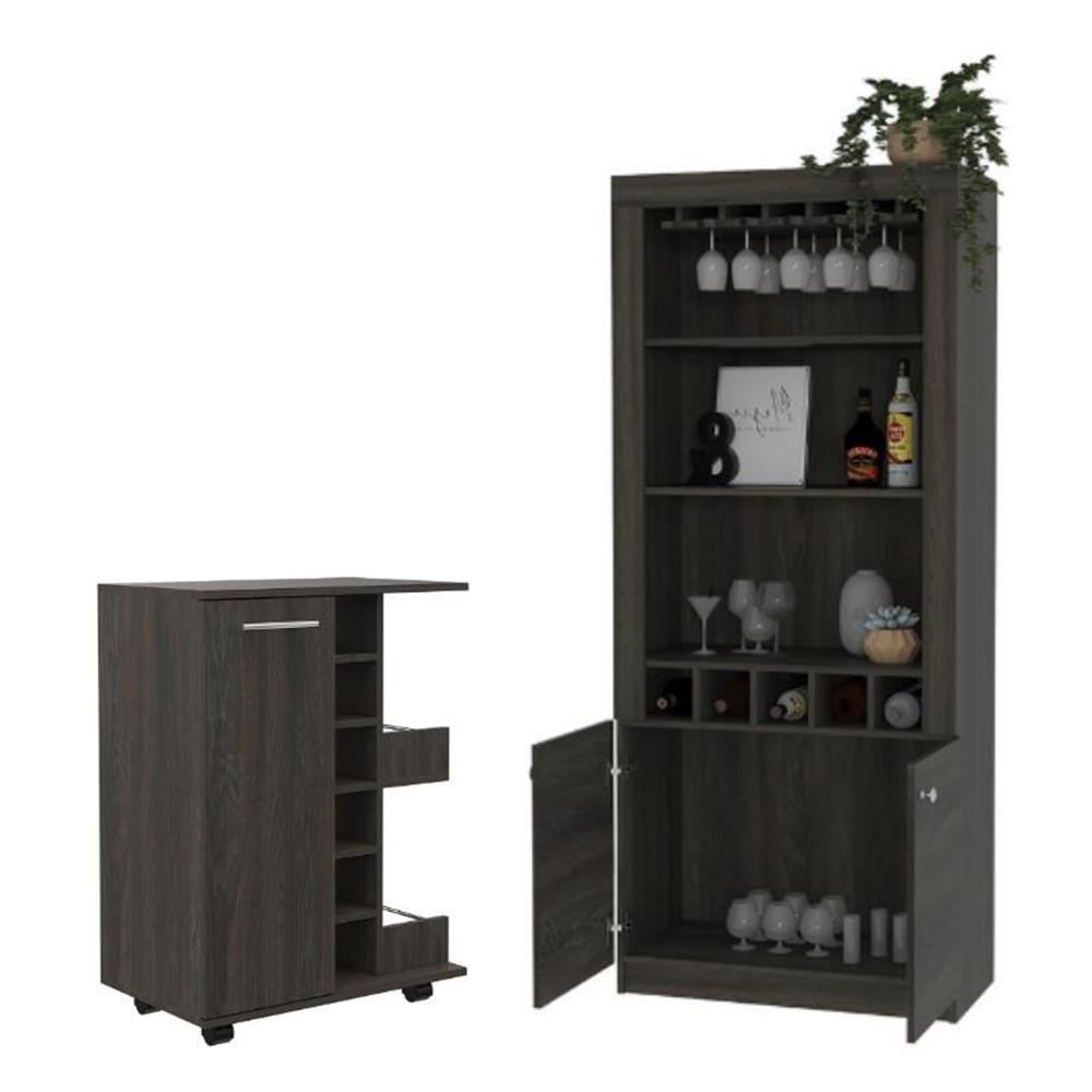 Home Square 2-Piece Set with Bar Cart Cabinet and 69