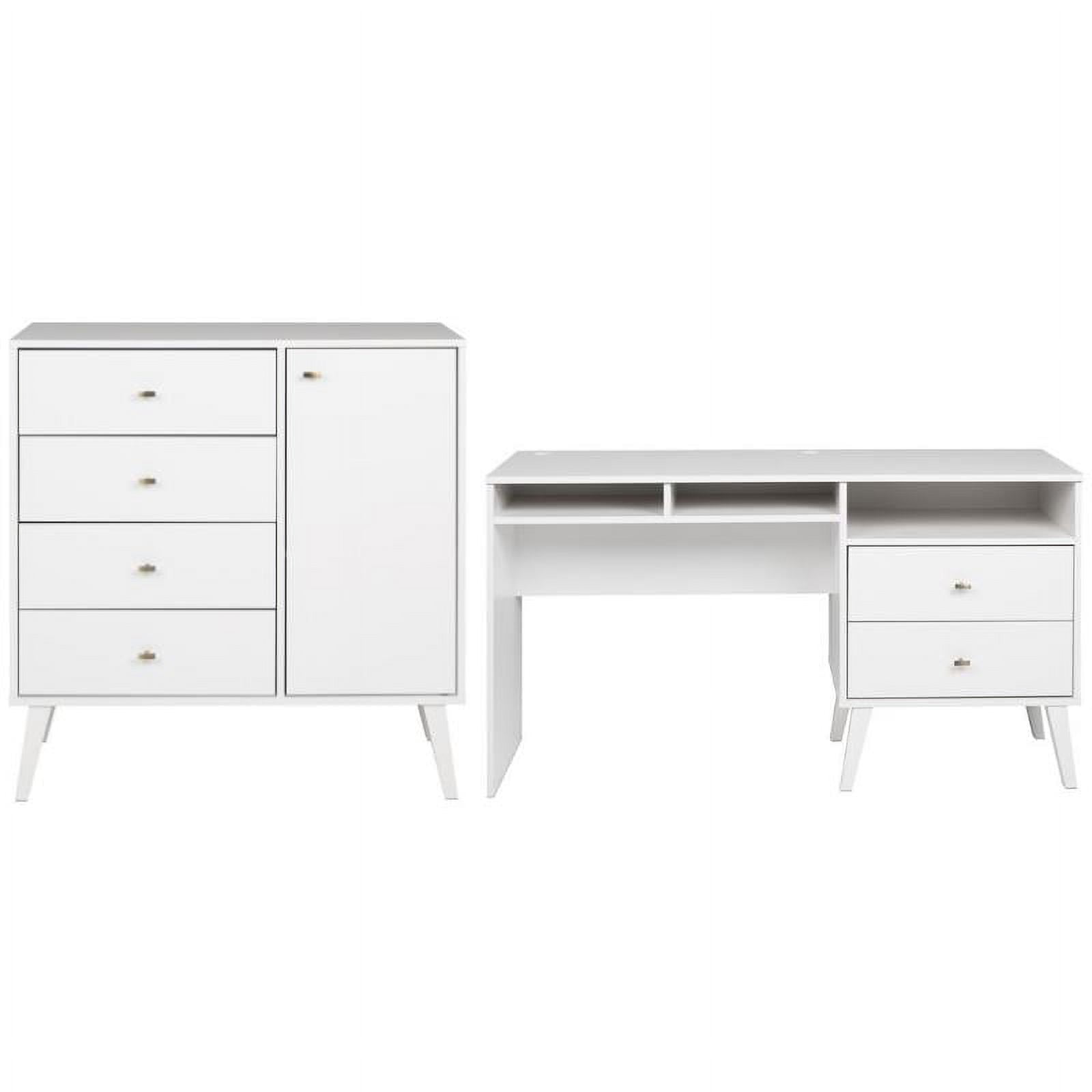 Home Square 2-Piece Set with Chest with Door & Computer Desk with Side ...