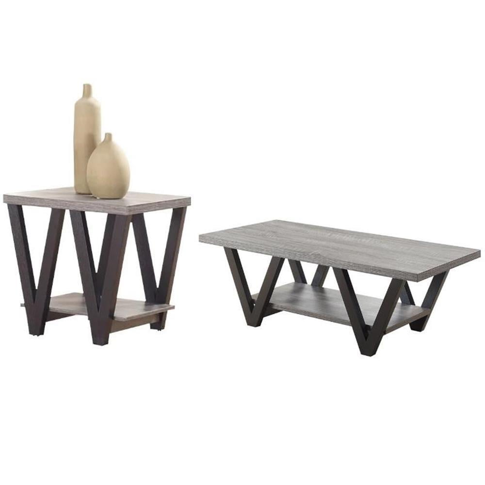 Home Square 2 Piece Set with Coffee Table & V Shaped End Table with ...