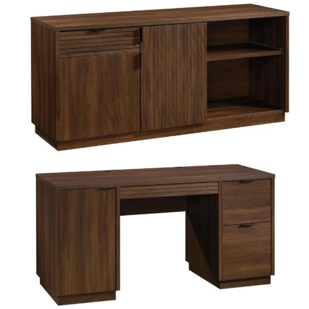 Home Square 2-Piece Set with Computer Desk & Office Credenza in Spiced ...