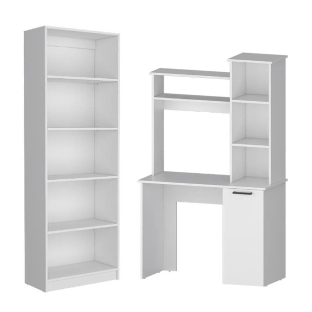 Home Square 2-Piece Set with Computer Desk and 4 Shelves Bookcase in ...