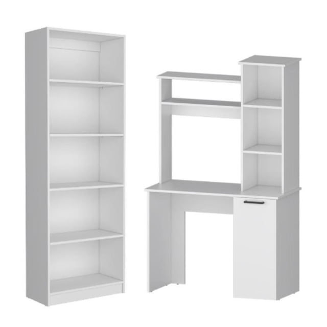 Home Square 2-Piece Set with Computer Desk and 4 Shelves Bookcase in ...