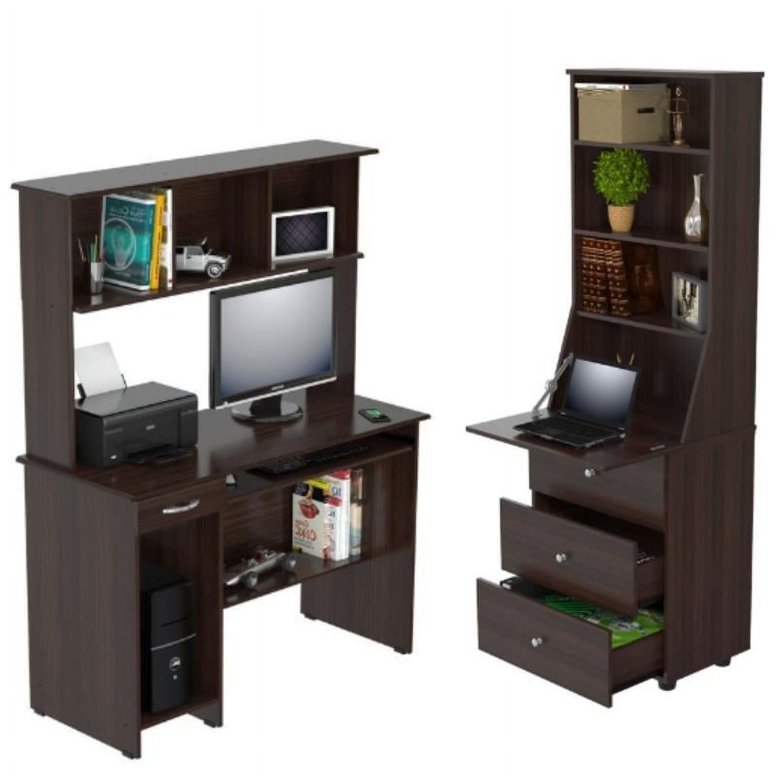 Home Square 2-Piece Set with Computer Desk with Hutch & Bookcase - Walmart.com