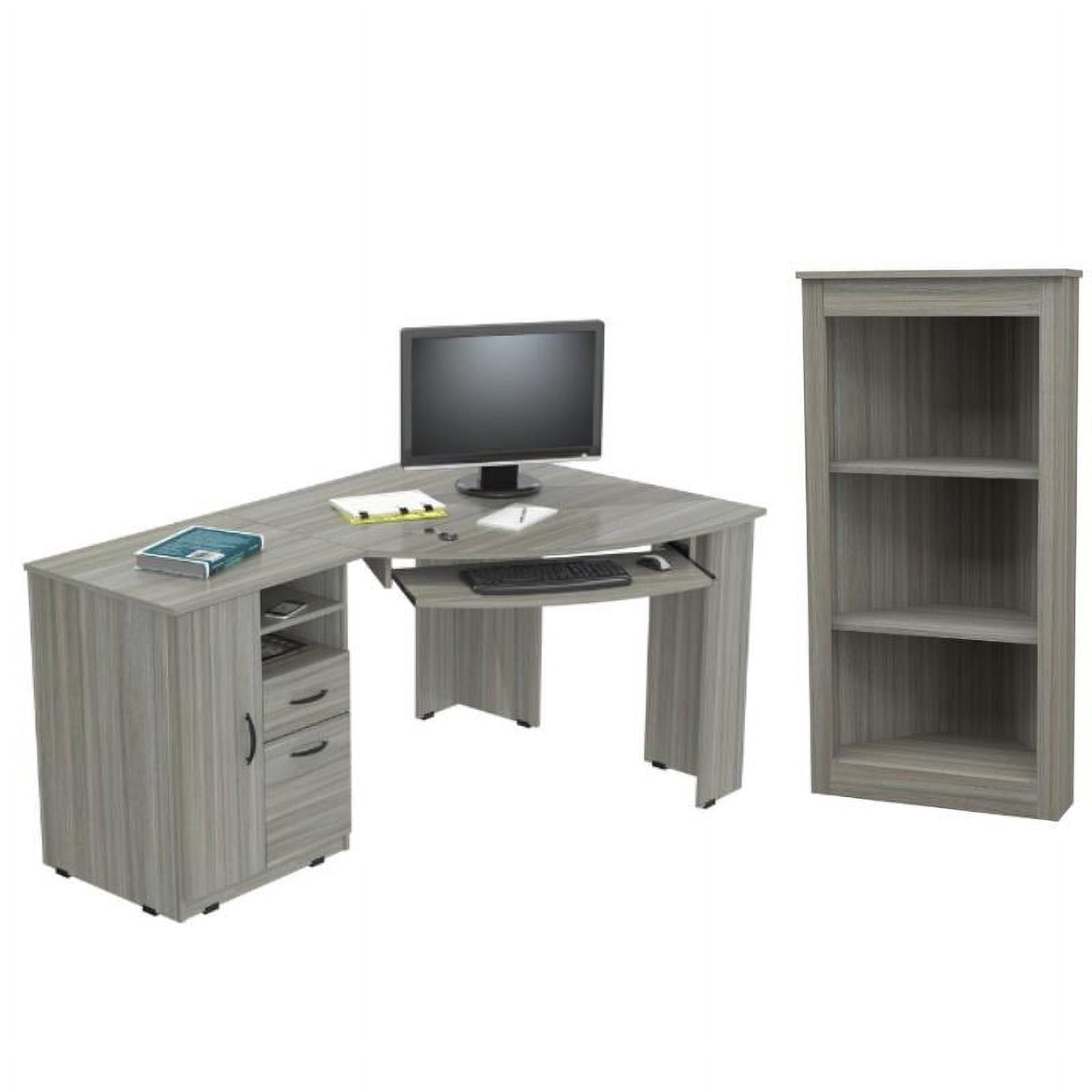 Home Square 2-Piece Set with Corner Computer Desk & Bookcase in Gray ...