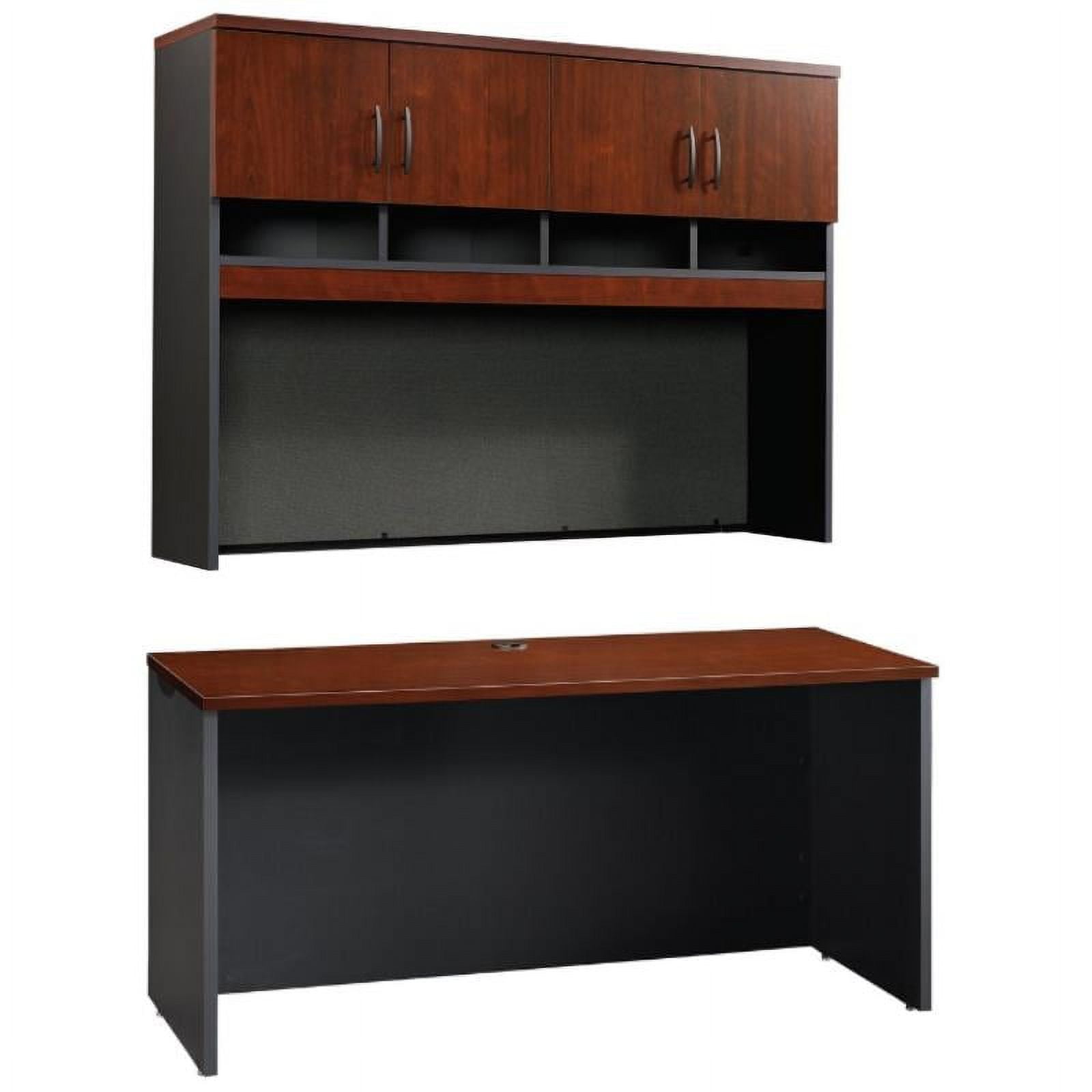 Home Square 2-Piece Set with Credenza Hutch & Computer Desk in Classic ...