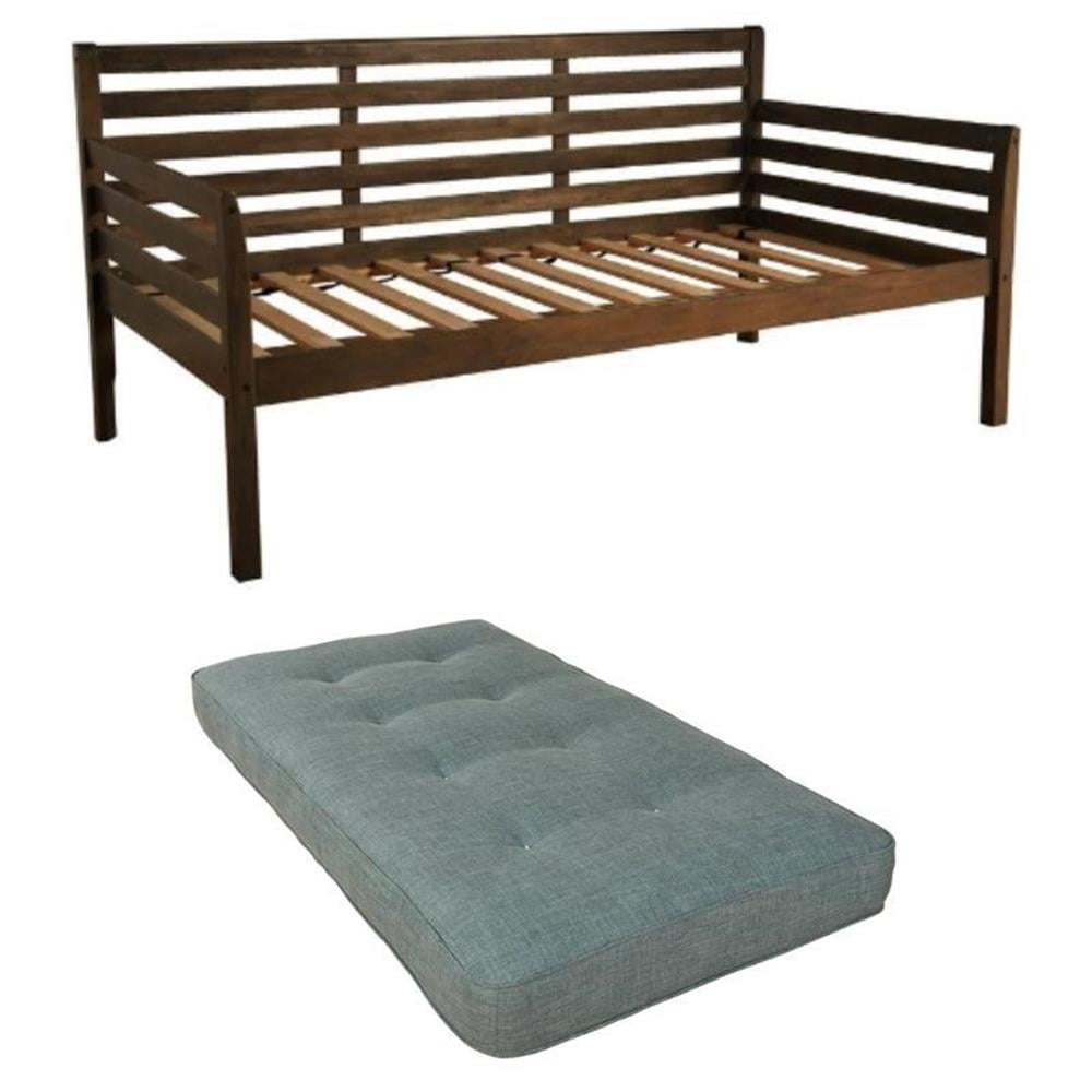 Home Square 2-Piece Set with Daybed Mattress & Daybed in Rustic Walnut ...