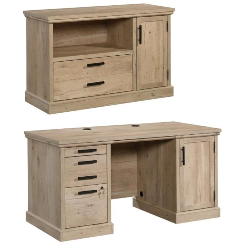 Home Square 2-Piece Set with Double Pedestal Desk & Small Filing ...