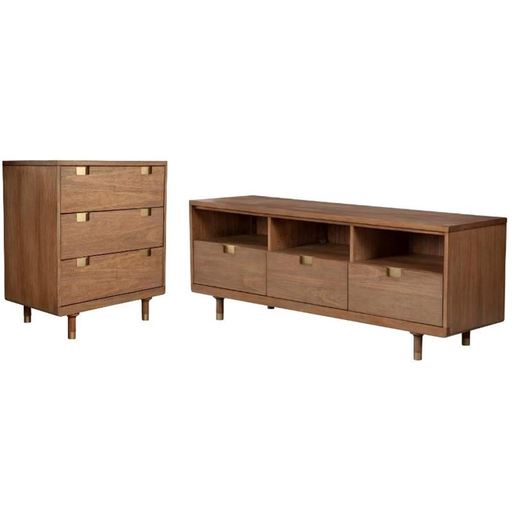 Home Square 2-Piece Set with Easton 3 Drawer Chest & TV Console in Sand ...