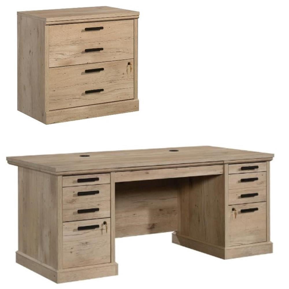 Home Square 2-Piece Set with Executive Desk & 2-Drawers Lateral File ...