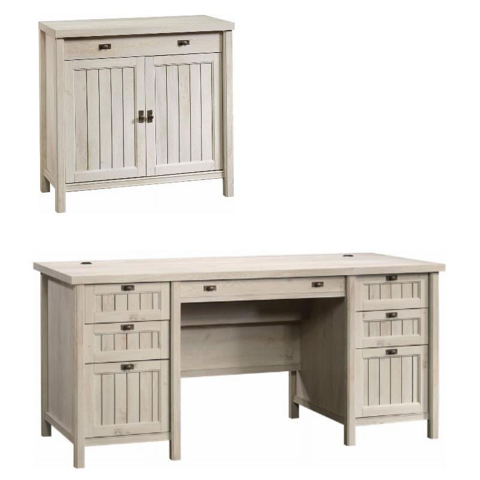 Home Square 2-Piece Set with Executive Desk & Accent Chest in Chalked ...