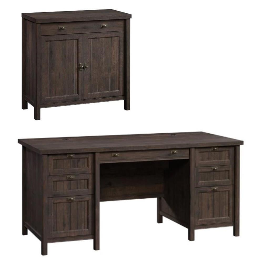 Home Square 2-Piece Set with Executive Desk & Library Base Cabinet in ...